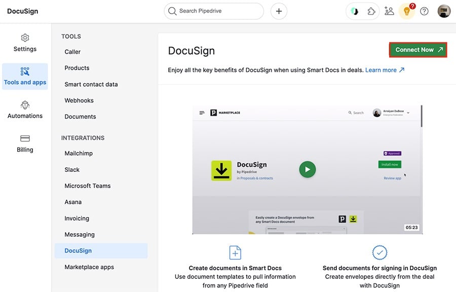 Pipedrive integration: DocuSign - Knowledge Base | Pipedrive